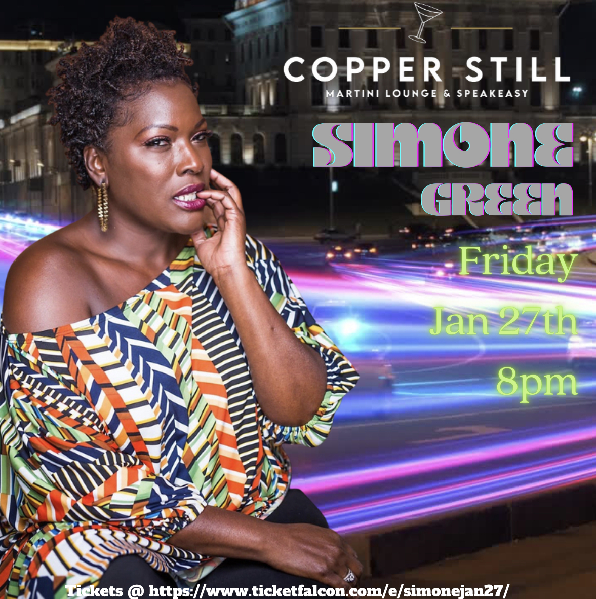Simone Green @ Copper Still Jan 27th Tickets - Powered by Ticket Falcon®