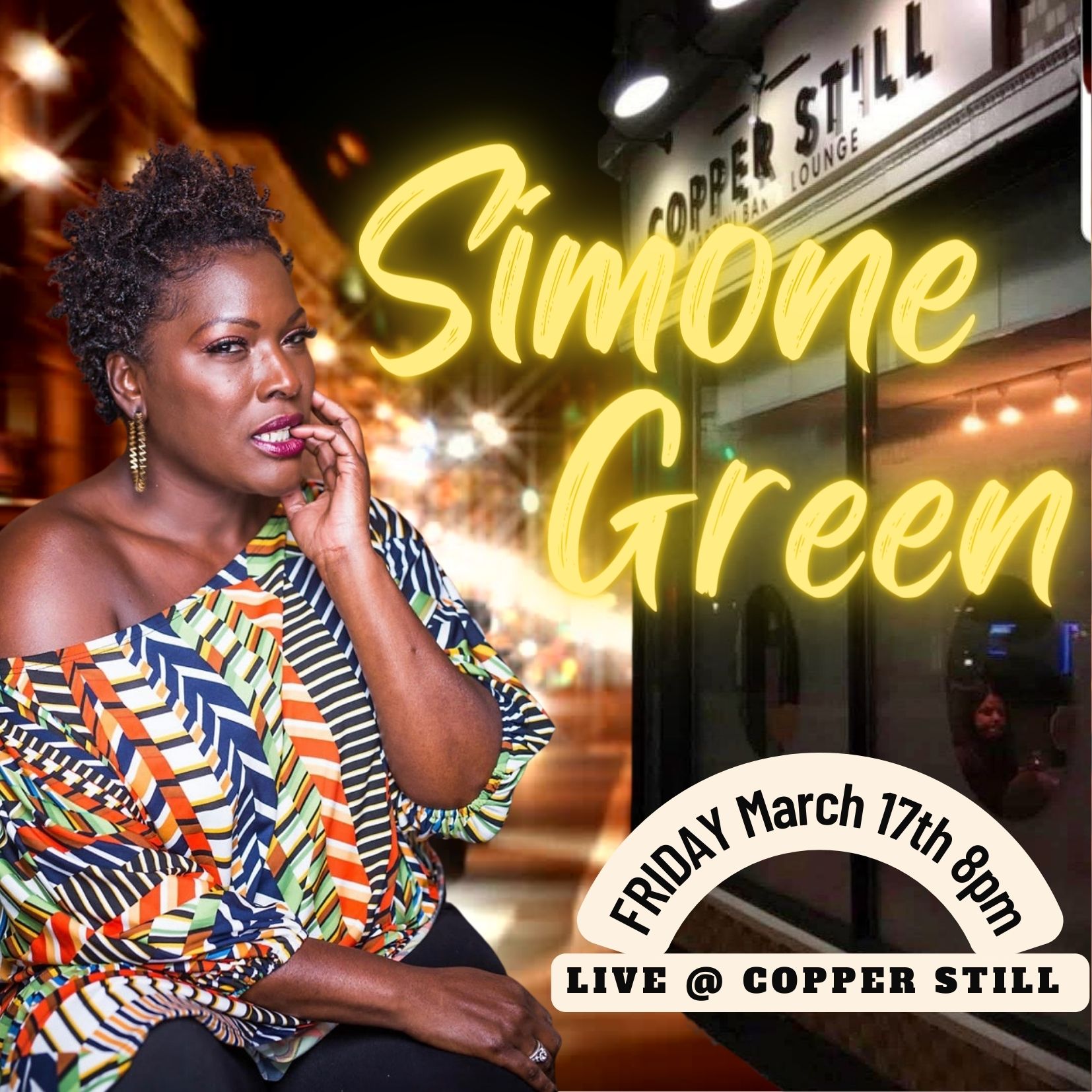 Simone Green @ Copper Still March 17th Tickets - Powered by Ticket Falcon®