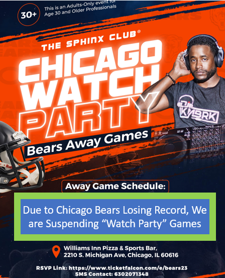 The Sphinx Club® Chicago Watch Party for Bears Away Games Tickets ...